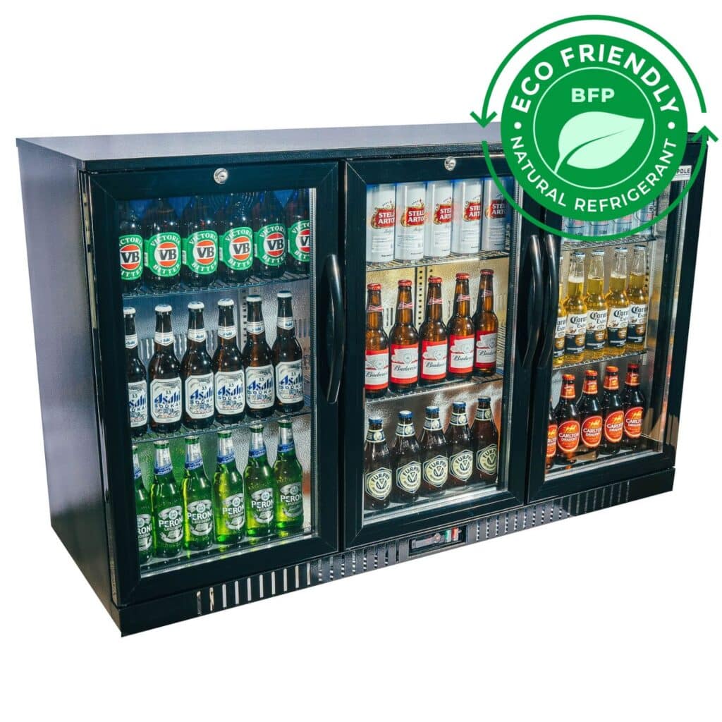 Norpole Tropical Black Three Door Alfresco Fridge Low E Glass ...